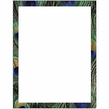 Peacock Print Border Stationery Letter Paper - Wildlife Bird Theme ...
