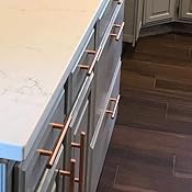 Satin Copper Cabinet Hardware Euro Style Bar Handle Pull - 96mm Hole ...