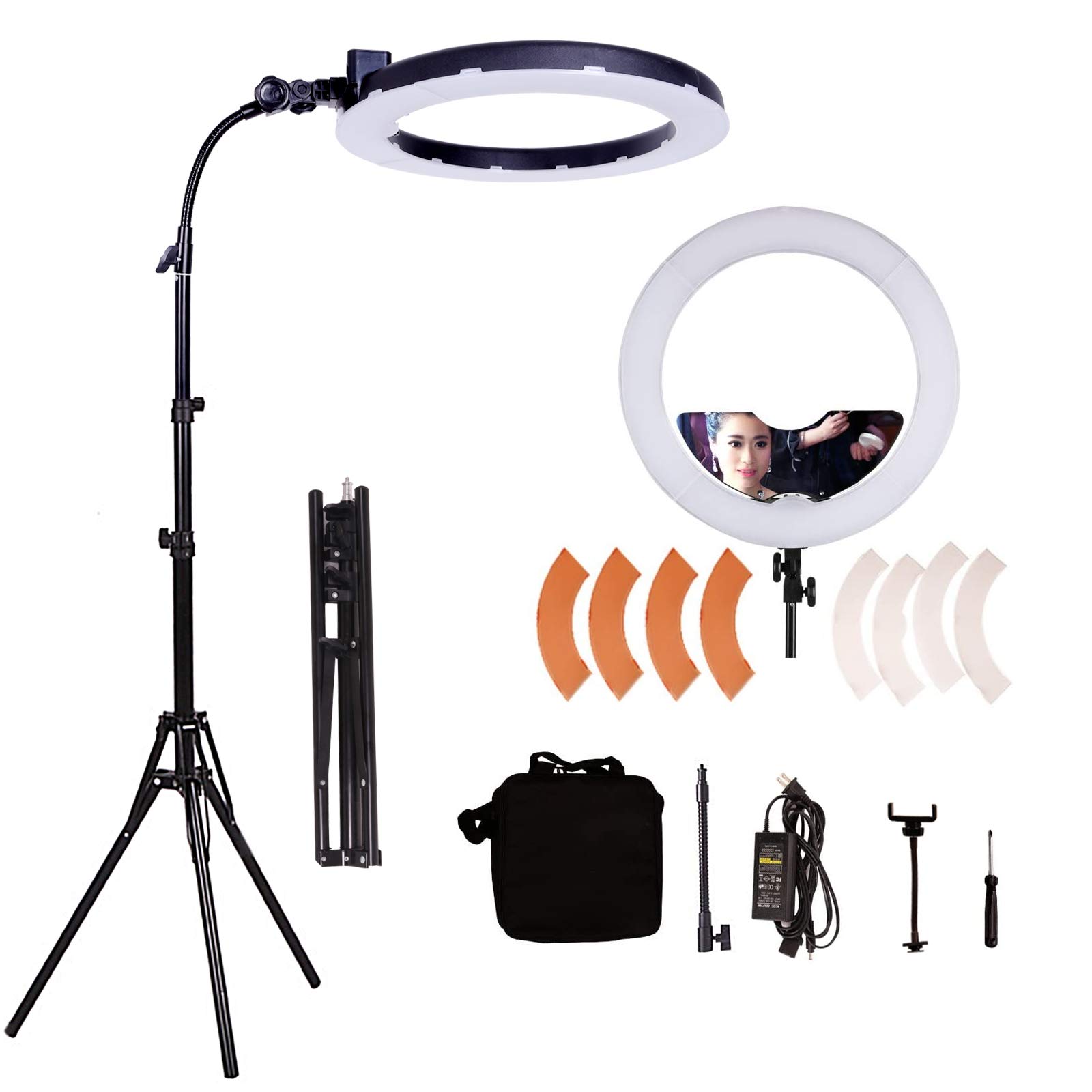 GSKAIWEN 18inch 65W LED Makeup Ring Light with Mirror for Eyebrow ...