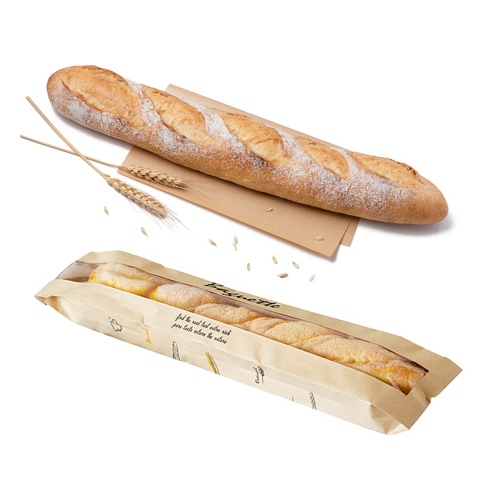 24 Pack Baguette Bread Fresh Kraft Paper Bag, Bread Loaf Packing Bags ...
