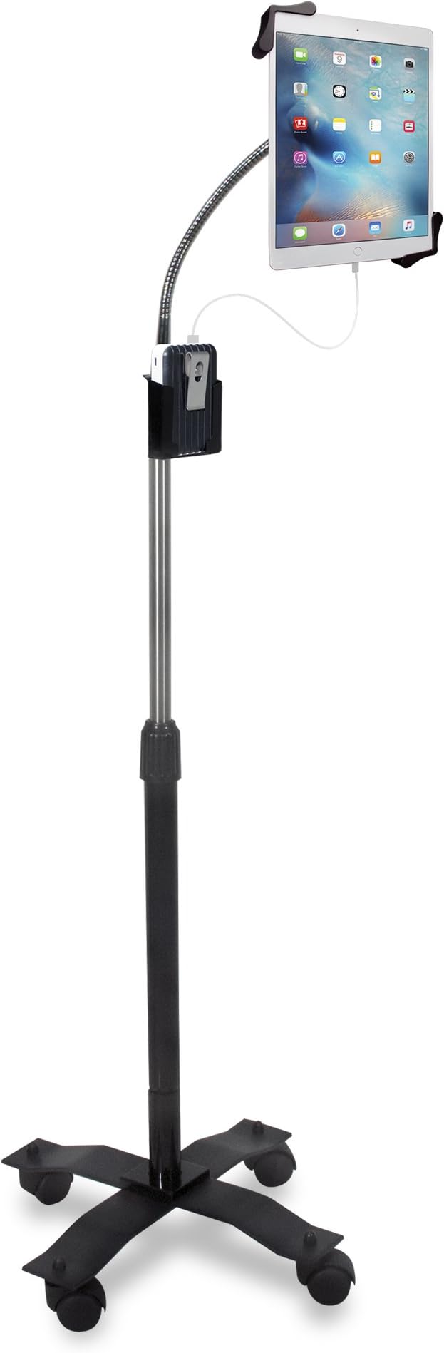 Height-Adjustable Rotating Tablet Floor Stand with Gooseneck ...