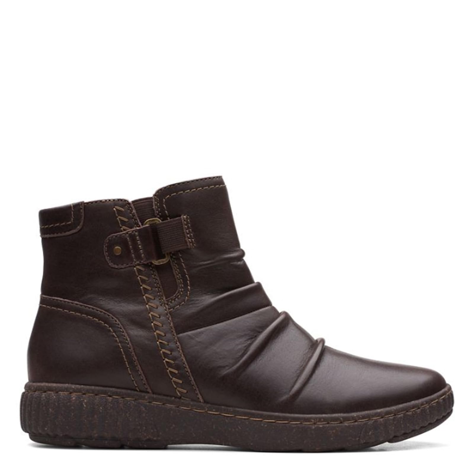 Clarks Women's Caroline Orchid Ankle Boot Dark Brown Leather 6 Wide ...