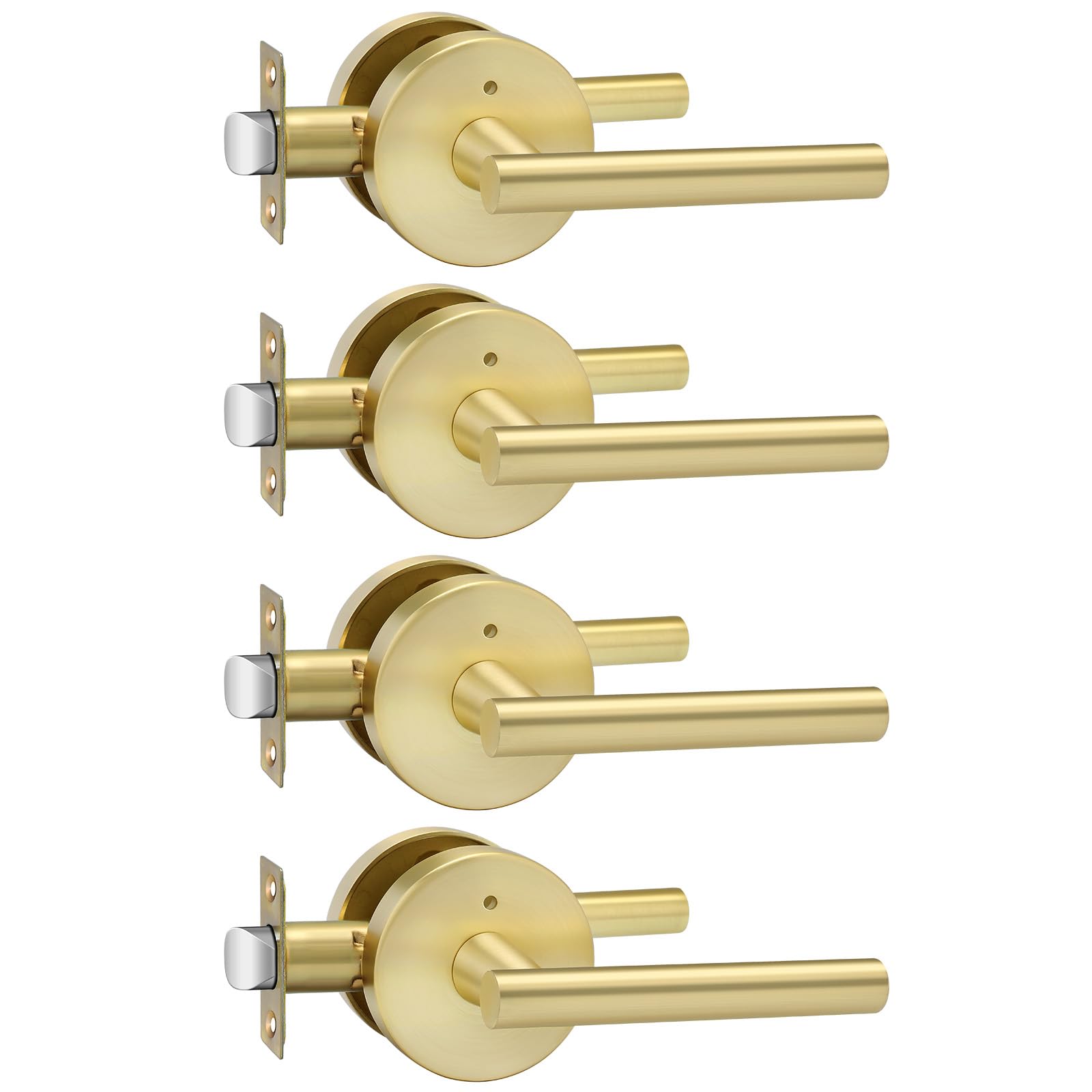 Haidms 4 Pack Gold Door Handles - Brushed Gold Interior Door Lever for ...
