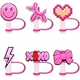 Amazon.com: 6Pcs Pink Preppy Straw Covers Cap Toppers for Stanley Cup ...