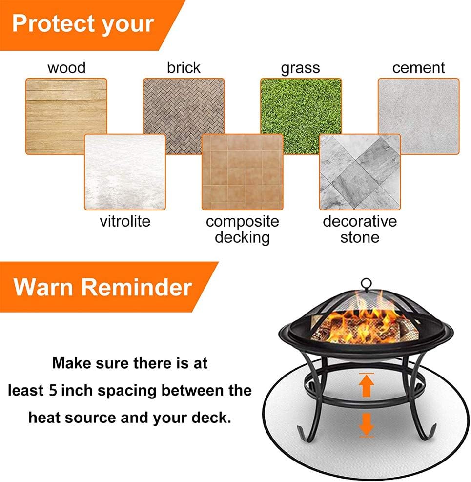 Fire Pit Mat 36″ Round Fire Pit High Temp Mat Under Grill Mat Fireproof ...