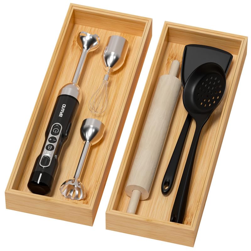 Lixple Bamboo Drawer Organizer, Extra Large Silverware Organizer for ...