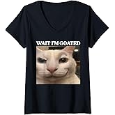 Amazon.com: Wait I'm Goated Cat Funny Silly Cat Staring Cat Funny Meme ...