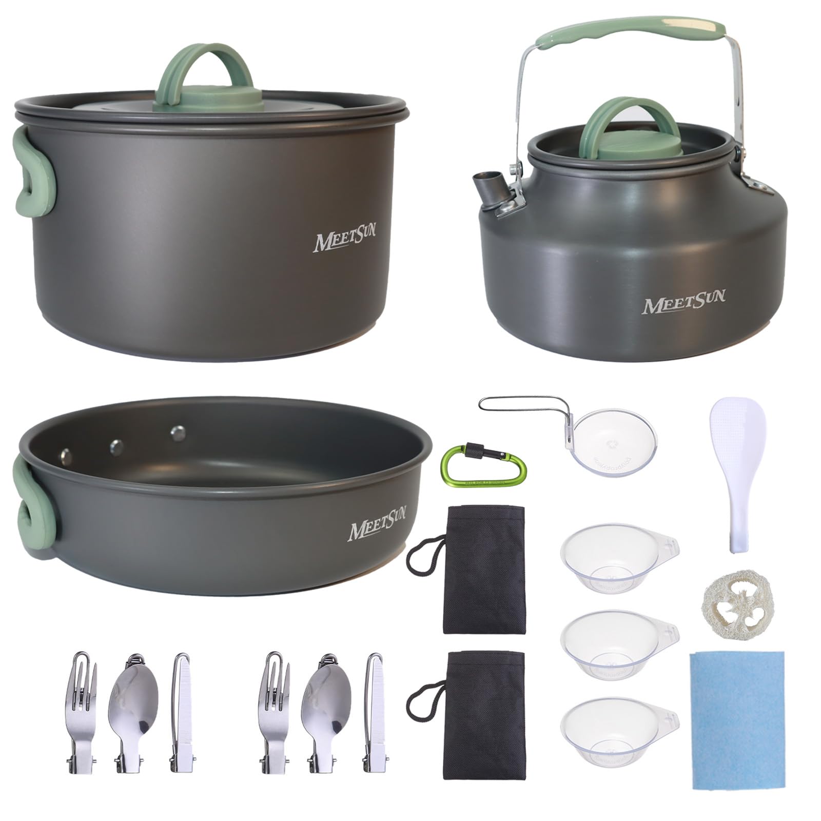 MEETSUN Ultralight Camping Pots and Pans Set,Aluminium Camping Cooking ...