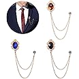 Amazon.com: Huture 3 Packs Men's Gem Brooch Lapel Pin Badge Hanging Chains Collar Brooches Pin ...