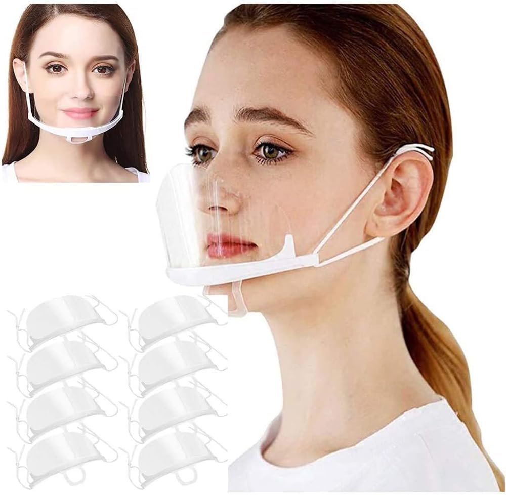 10PCS Face Mouth Protection Transparent Plastic Cover with Adjustable ...