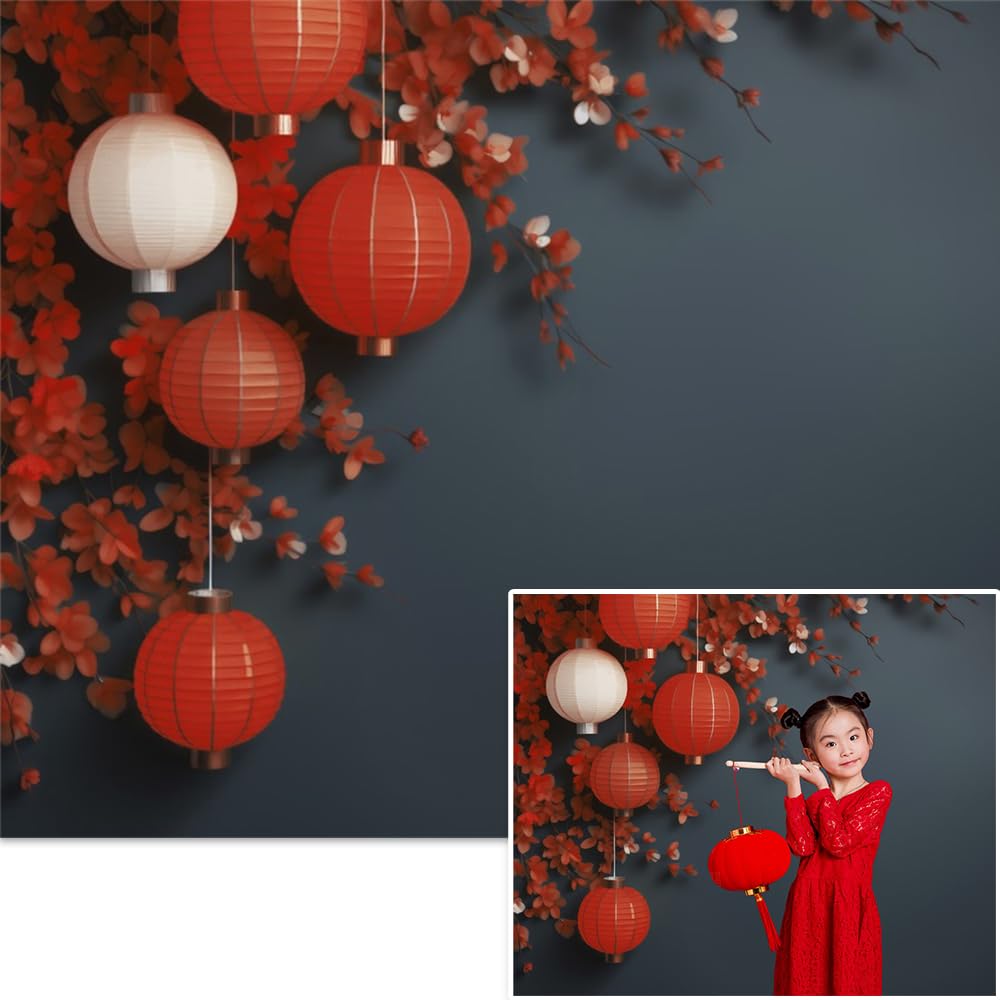 DASHAN 10x8ft Red Lantern and Flowers Photo Backdrop Chinese New Year ...