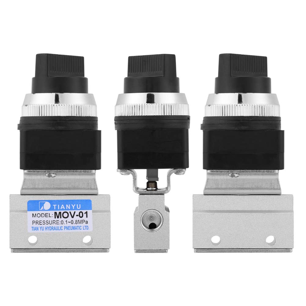2-Way Pneumatic Valve, MOV-01 2-Position G1/8 Hand Control Air Pneumatic Mechanical Valve for ...