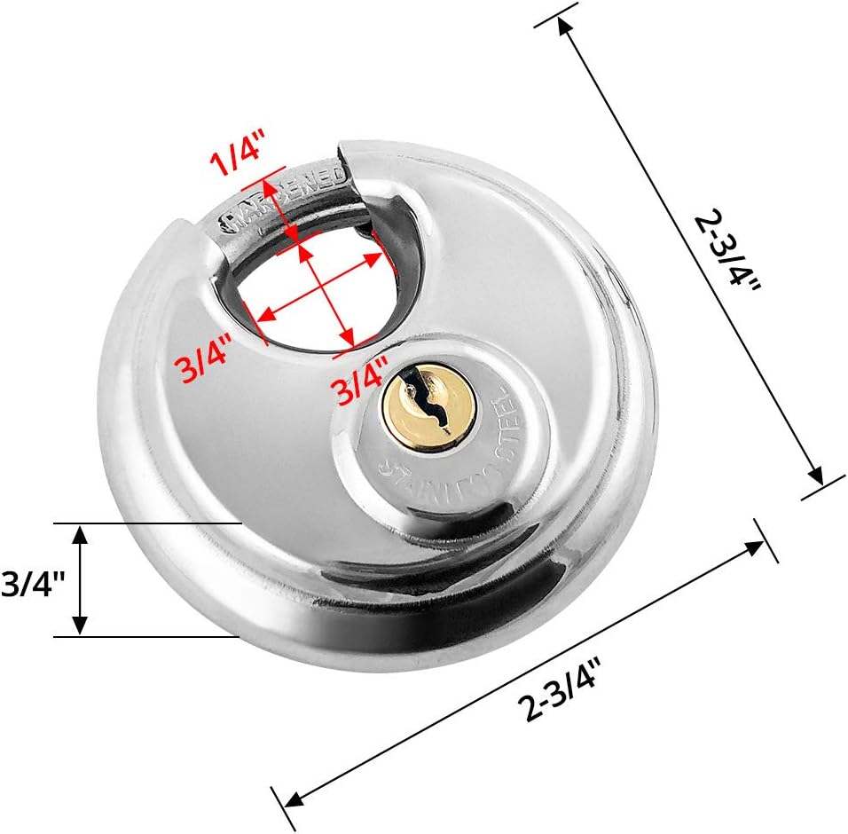 QWROK Round Disc Lock , Outdoor Heavy Duty Keyed Padlocks with Keys ...