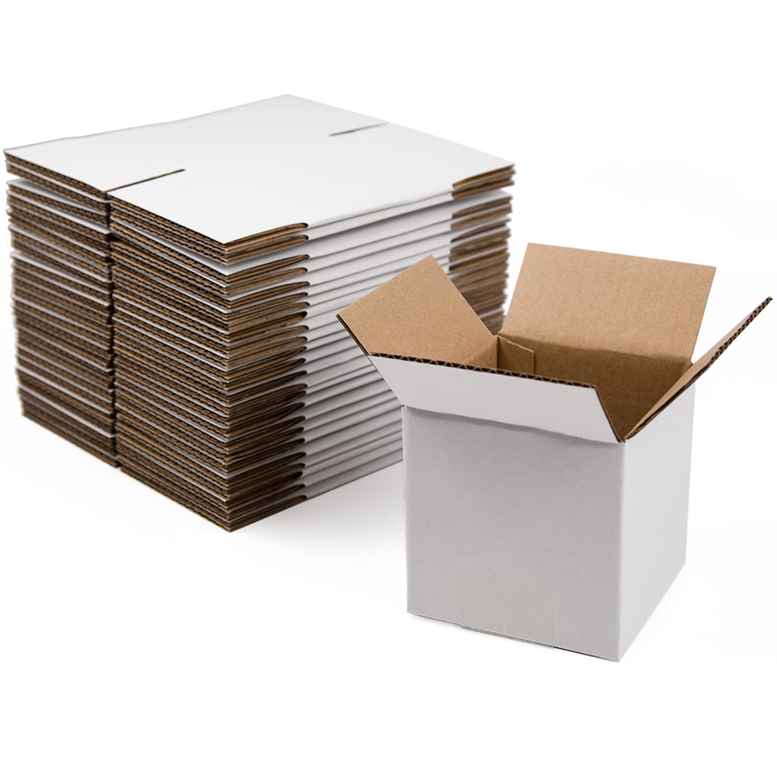 SUNLPH White Shipping Boxes 4x4x4 Inches Small Corrugated Cardboard ...