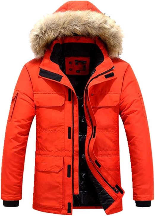 Chaqueta de invierno de los hombres de piel con capucha de calor grueso ...