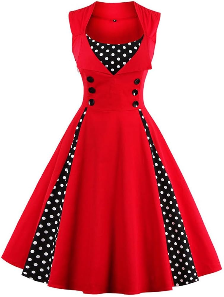 YaoDgFa Damen 50s Retro Kleider Rockabilly Cocktailkleid Partykleid ...