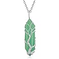XIANNVXI Tree of Life Wire Wrapped Green Aventurine Crystal Point Pendant Necklace Reiki Healing ...