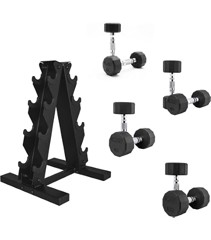 Rubber Hex Dumbbells Hex Dumbbell Set With Rack - Rubber Coated Weights ...