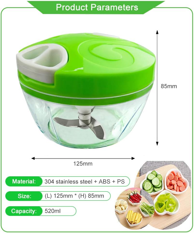 UEOTO Small Food Processor, 520ML Onion Vegetable Processors 3 ...