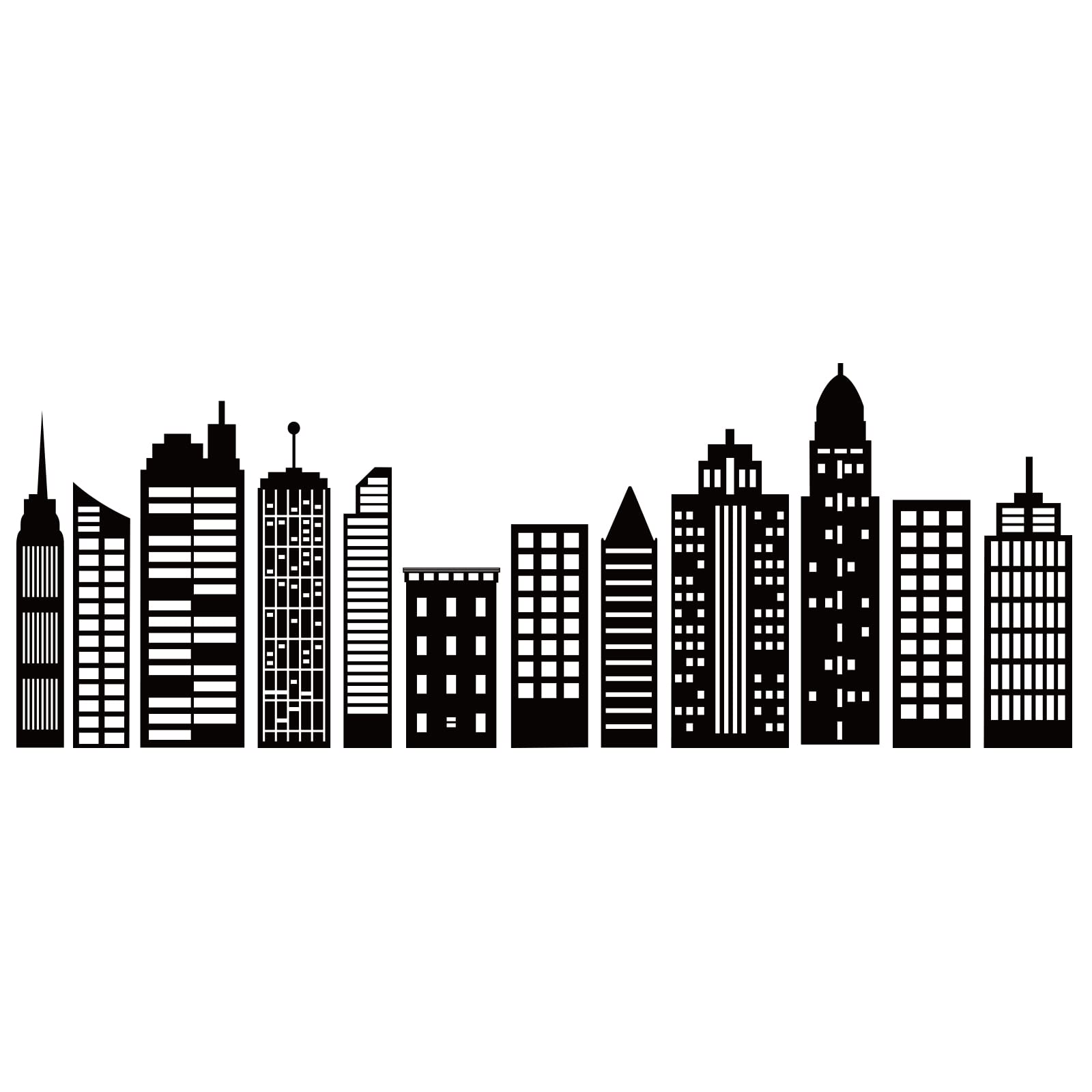 SUPERDANT Cityscape Wall Stickers City Buildings Silhouettes PVC Wall ...