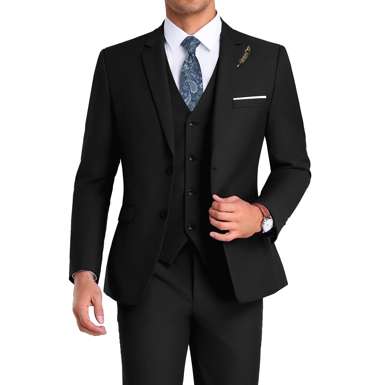 Mrbuerly Men Suit Set Slim Fit 3 Pieces, Groomsmen/Prom Suits for Mens ...