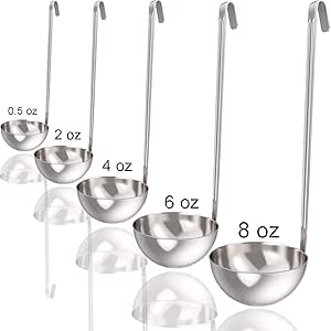 Amazon.com: Soup Ladle and Ladle Spoon Set of 5 - Includes 0.5 oz, 2oz ...