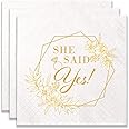 Amazon.com: 100 Pack of She Said Yes Paper Napkins for Wedding ...