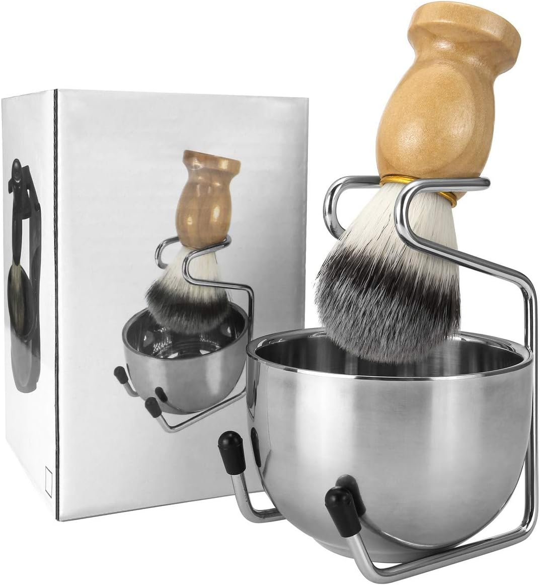 CCbeauty 3 in 1 Shaving Brush Set Shaving Soap Bowl & Shaving Stand ...
