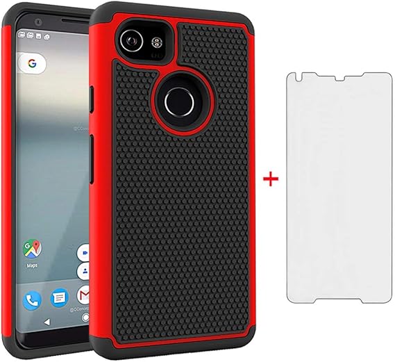 Amazon.com: Phone Case for Google Pixel 2 XL with Tempered Glass Screen ...