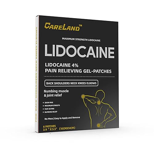 CARELAND 4% Lidocaine Gel Patch, 6 Count | Maximum Strength Pain Relief ...