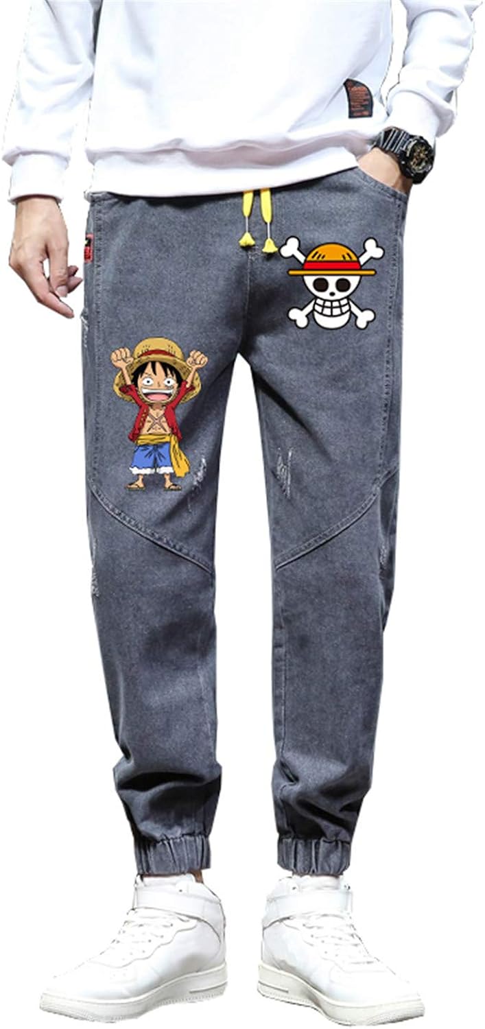 Gumstyle Anime One Piece Luffy Tapered Jeans Joggers Denim Pants ...