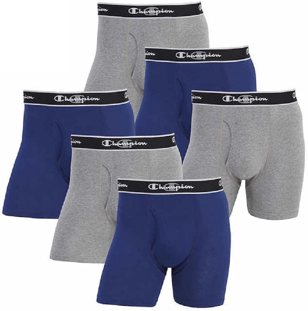 Champion Mens Elite SmartTemp Vapor Boxer Briefs, 6-Pack (Blue-Grey ...