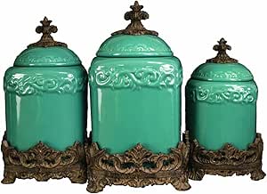 Amazon.com: Drake Design 3824 Large Canister (3-Piece Set), Turquoise ...