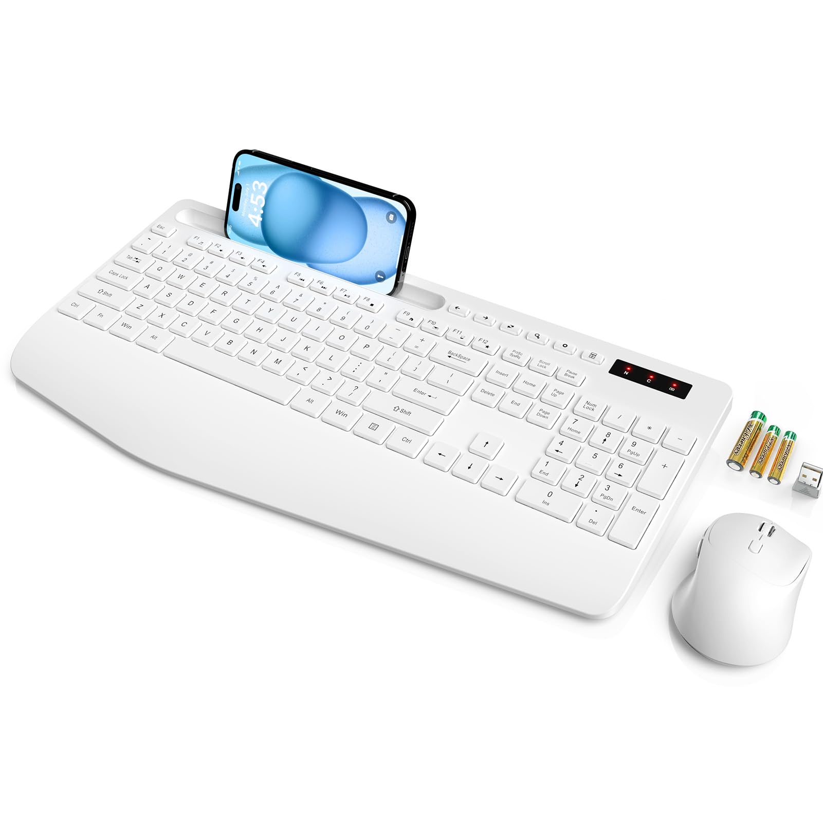 SABLUTE Wireless Keyboard and Mouse, Wrist Rest, Phone Holder ...