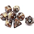 Amazon.com: Haxtec Coffee DND Dice Set 8PCS Filled Resin Dice Set D&D ...
