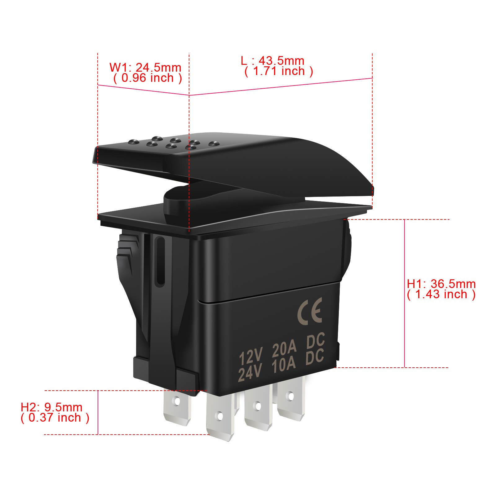 Mua Waterproof Rocker Switch Toggle - ON/Off/ON Red LED Light - 12V ...