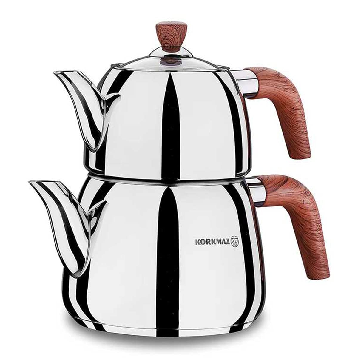 Korkmaz Abana Turkish Tea Pot Set for Stove Top, Stainless Steel Teapot ...