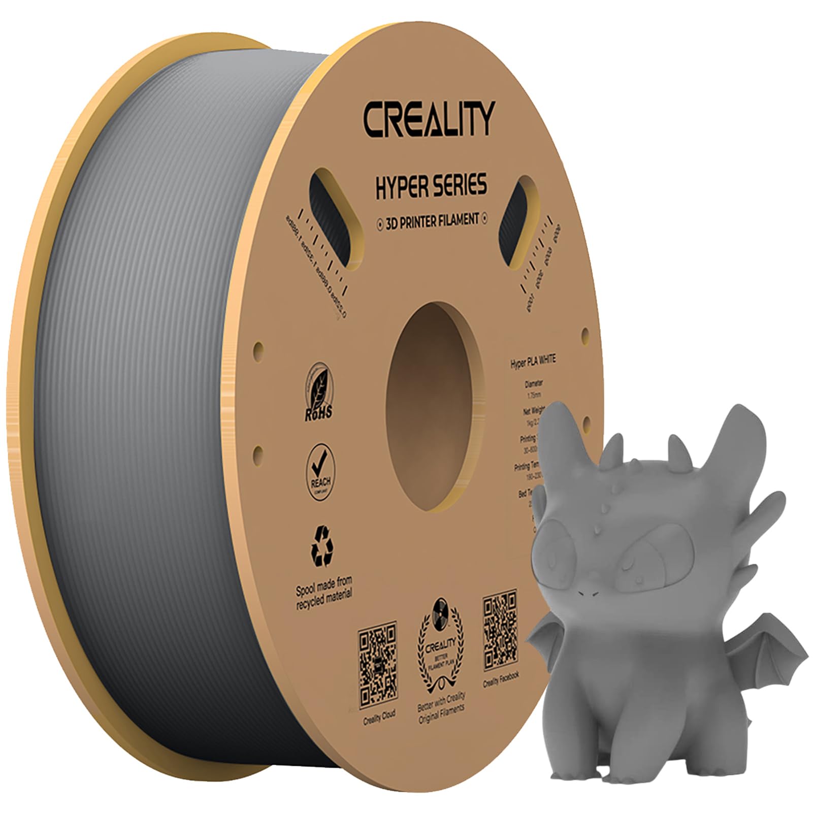 Creality PLA 3D Printing Filament,Hyper PLA Grey for High Speed Printer ...