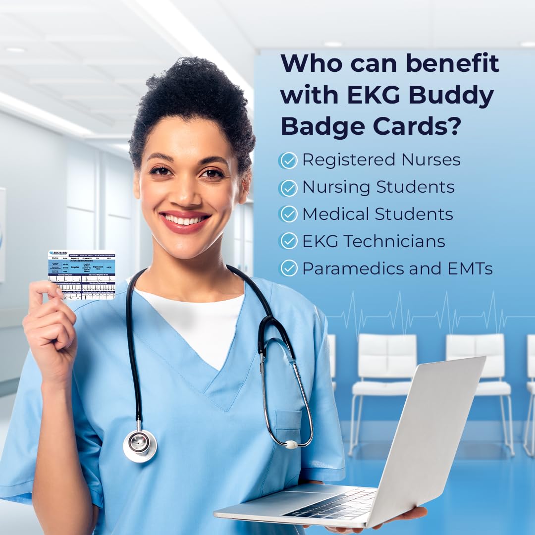 Mua 5 Card EKG Interpretation Badge Set - Doubled Sided Nurse ECG Cards Guide Rhythm Cheat Sheet ...