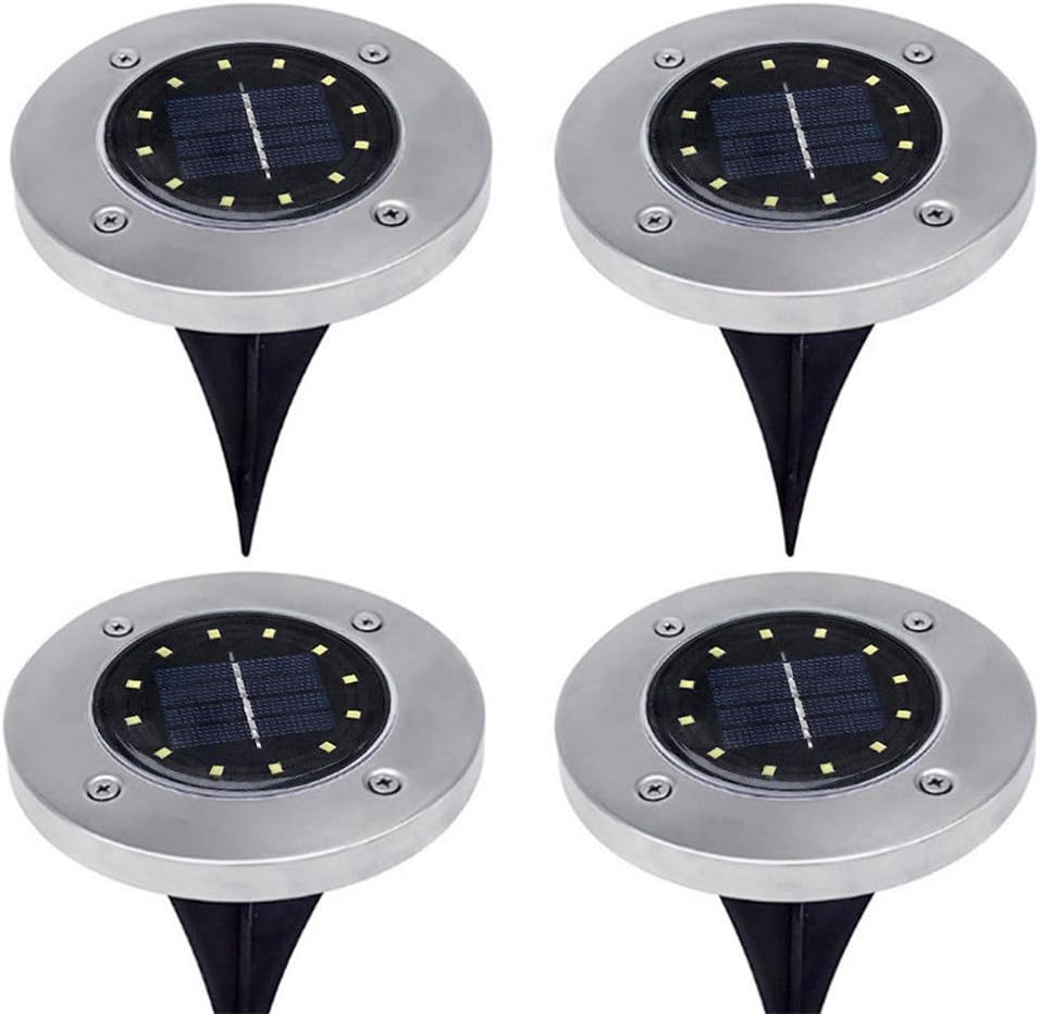 Yunt Lot de 4 spots au sol au sol solaires lumineux avec 12 LED, lampe ...