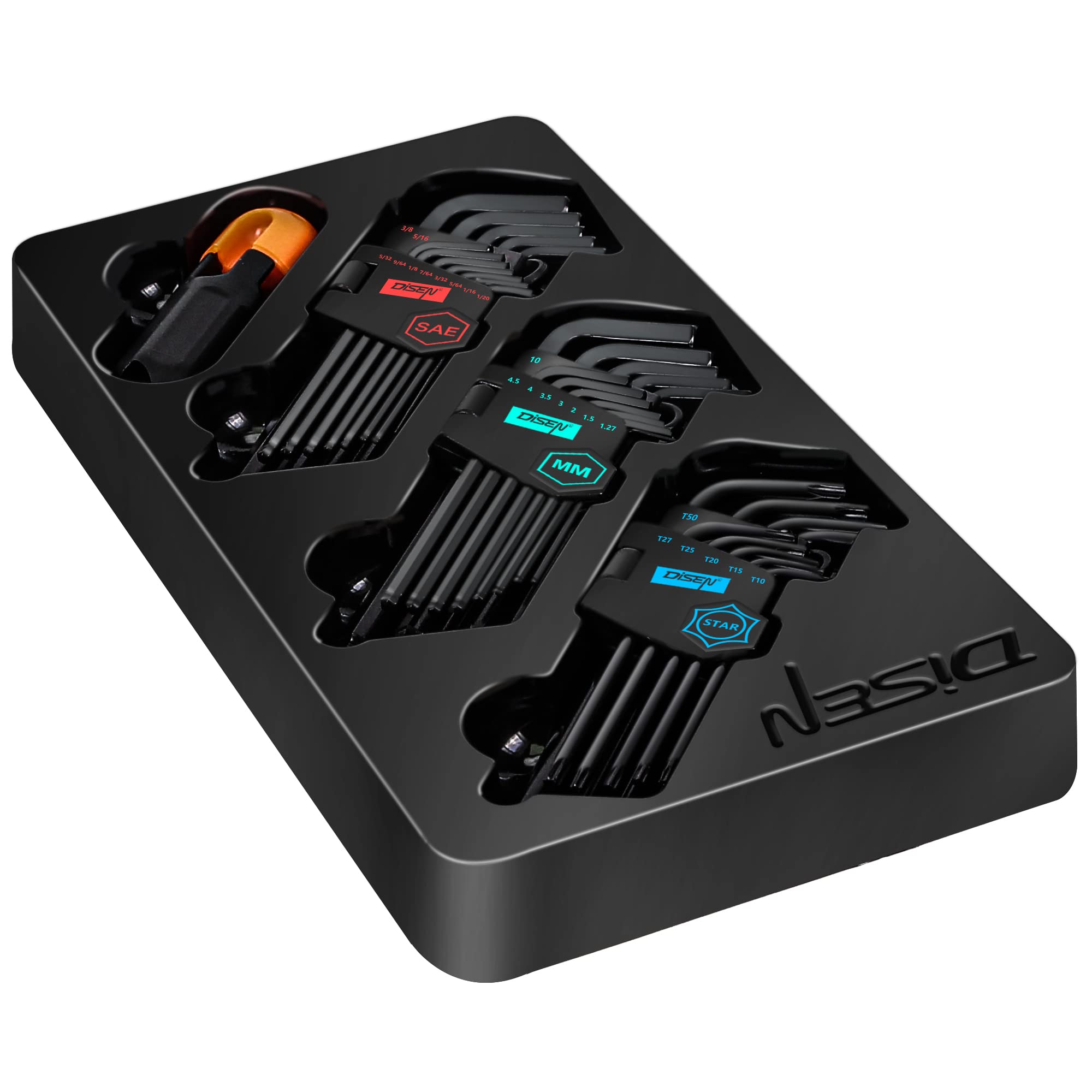 DISEN 36PC Allen Wrench Set, SAE & Metric Hex Key Set Torx Star Key Set ...