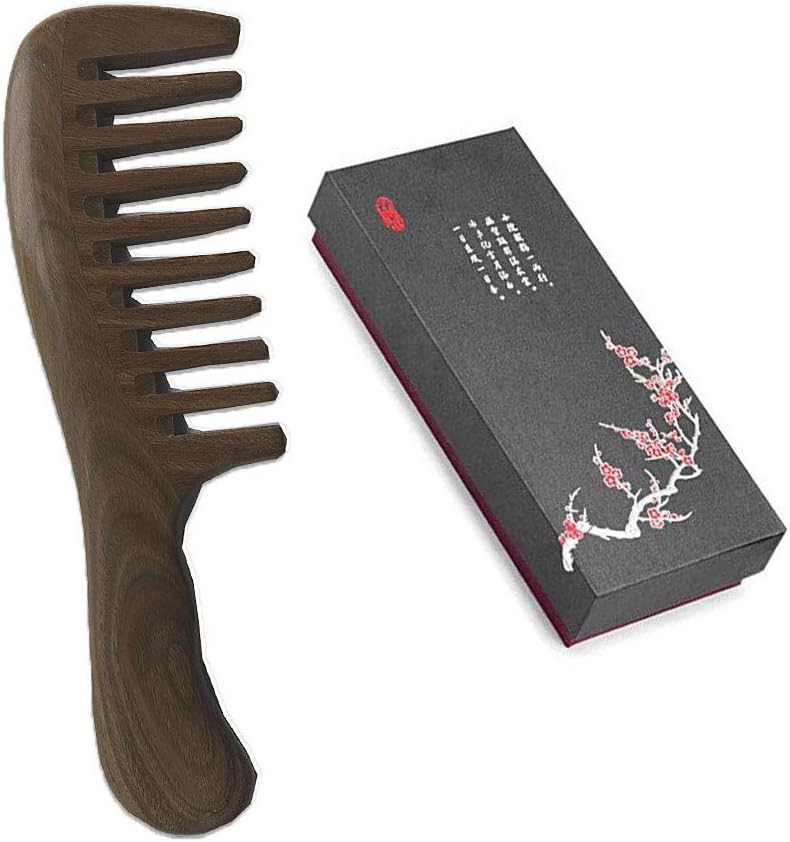 Green sandalwood wide tooth natural comb, large sandalwood comb ...