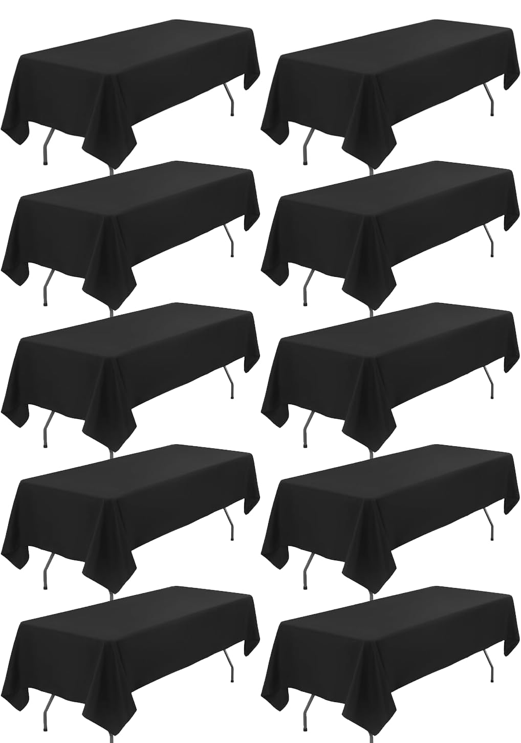 HASJOIN 10 Pack Black Tablecloths 60x126 inch Polyester Fabric 8ft ...