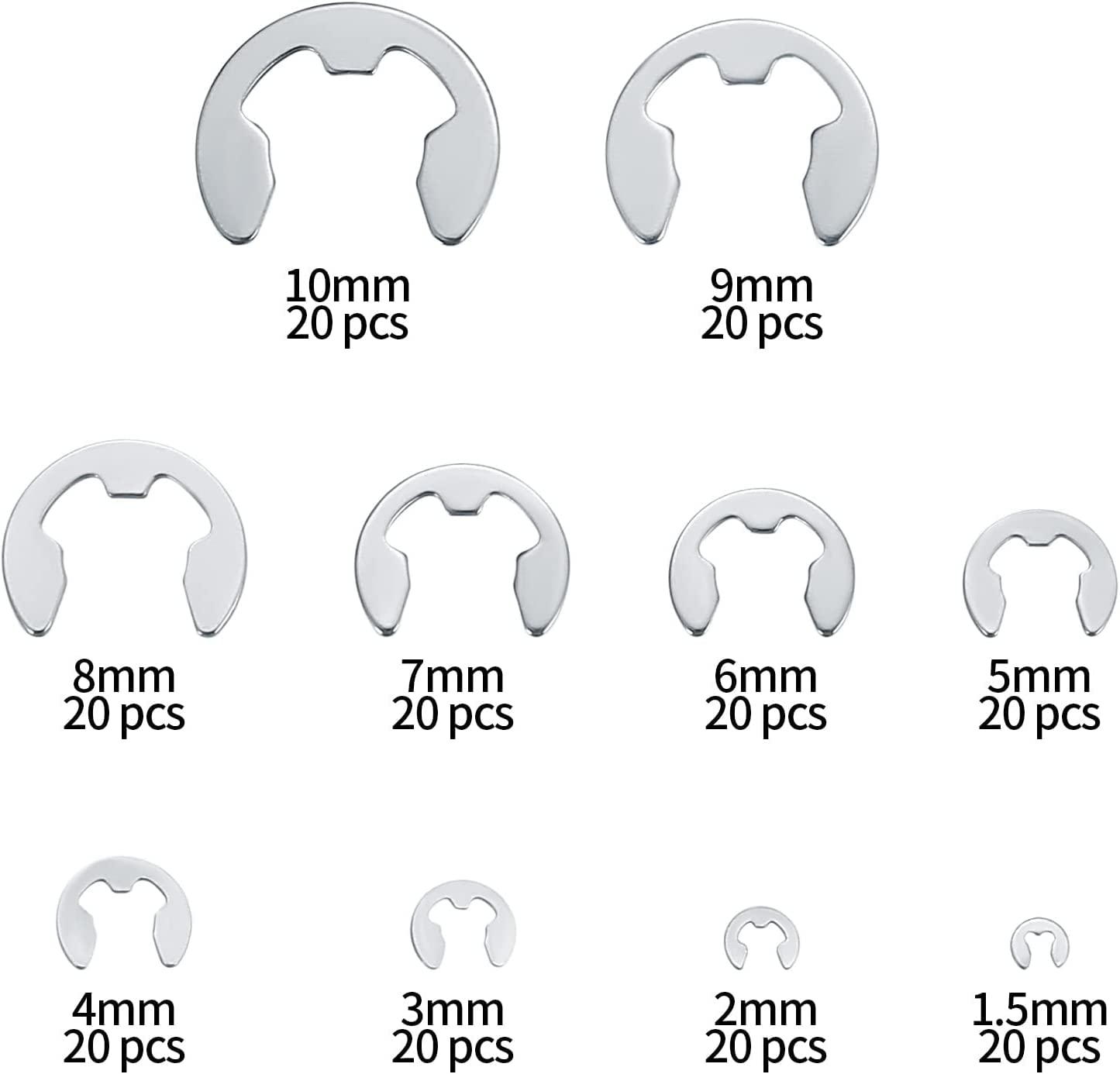 Mua 200 Pcs E-Clip Circlip External Retaining Rings, Stainless Steel E ...