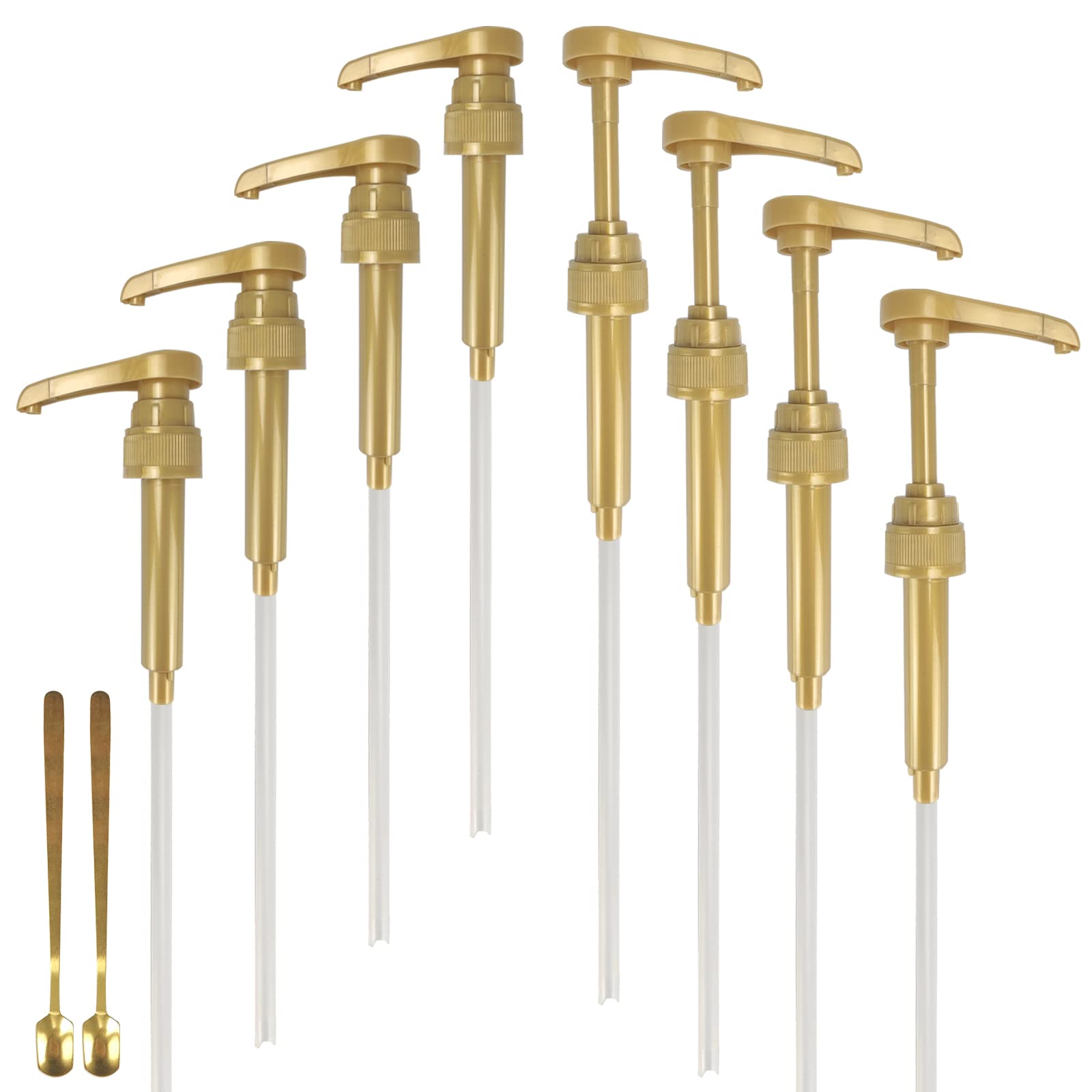 Coffee Syrup Pumps,8 Pack Gold Pumps for Coffee Syrup Bottle,Fits 750 ...
