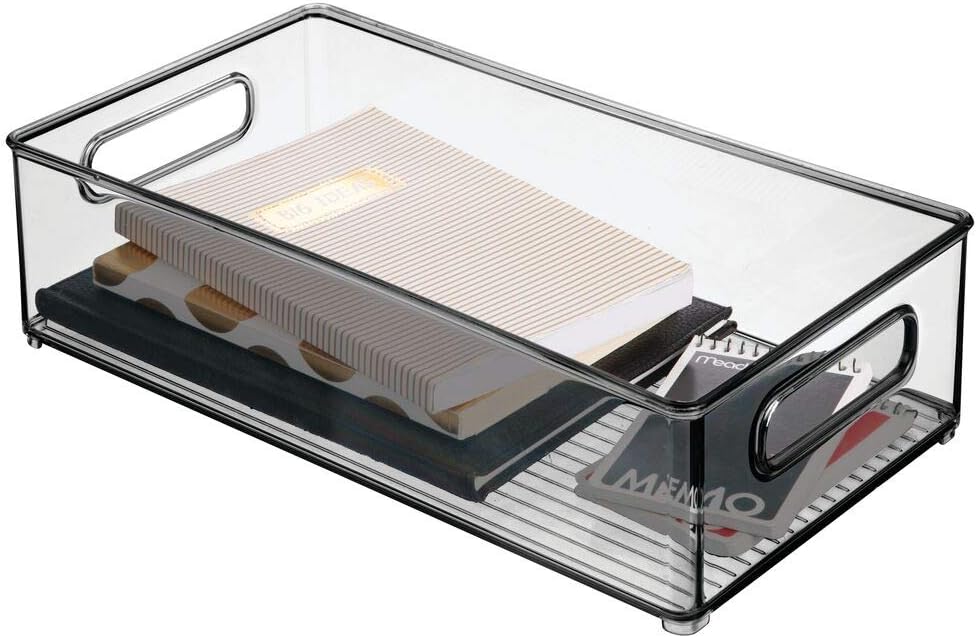 mDesign Plastic Storage Bin with Integrated Handles – Home Office ...