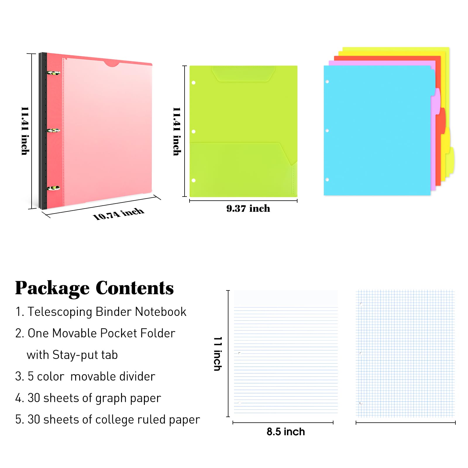 Mua INFUN All-in-one Telescoping Binder Notebook，3 Ring Notebook Binder ...