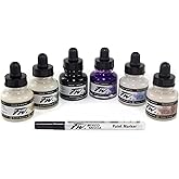 Amazon.com : Daler-Rowney FW Acrylic Ink Bottle 6-Color Shimmering Set ...