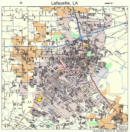 Amazon.com: Large Street & Road Map of Lafayette, Louisiana LA ...