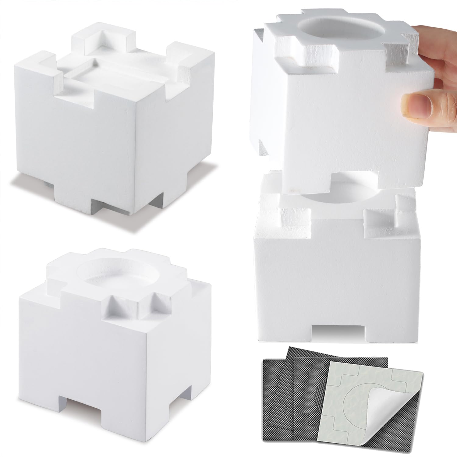 Kasiden Wood Bed Risers 3.5 inch with Non-Slip Rubber Pad, Safe Sturdy ...